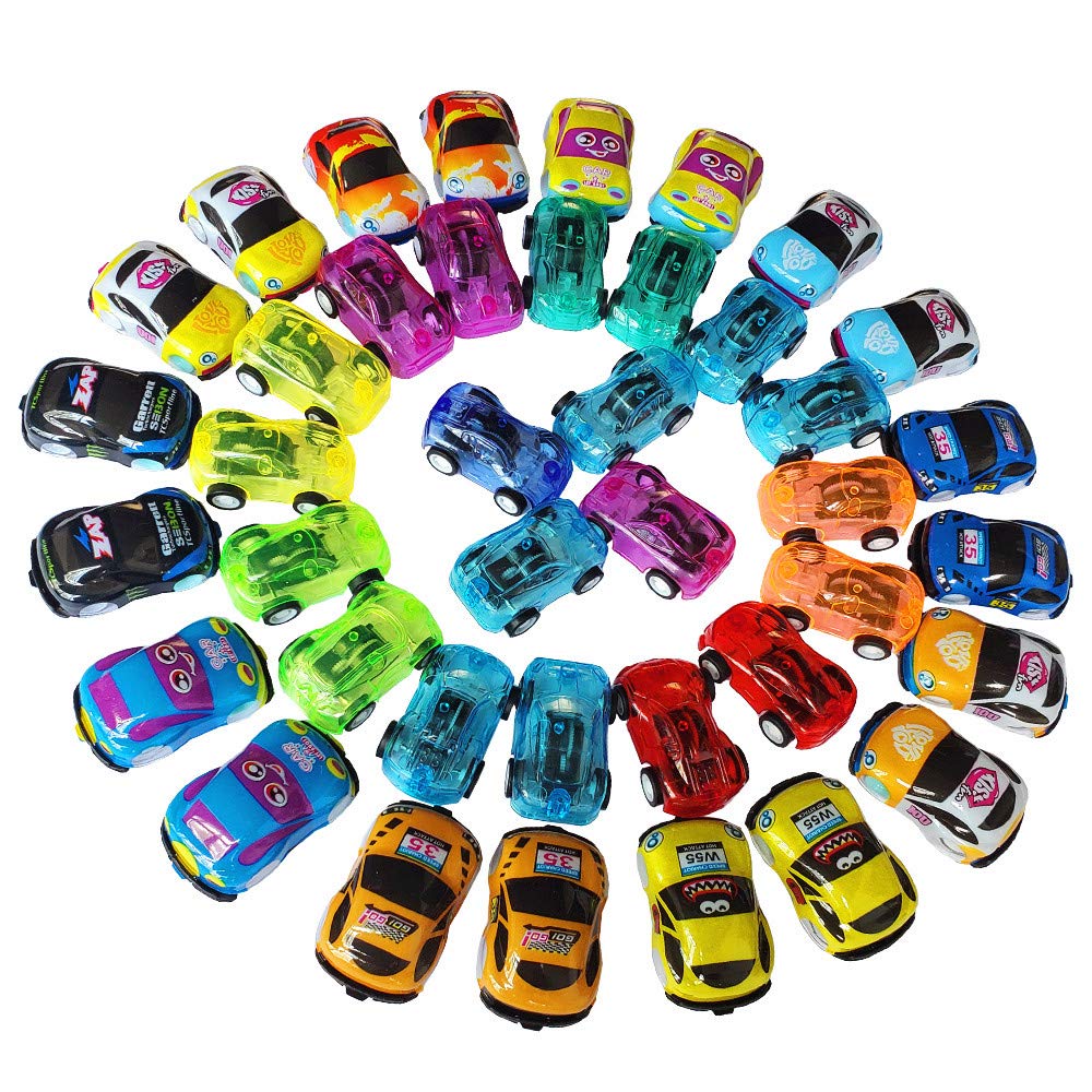 Himeeu 40 Pcs Pull Back Vehicles Mini Car Toys Friction Powered Racing Cars for Preschool Toddlers Boys & Girls Birthday Party Favors for Kids Gifts