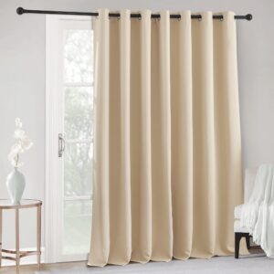 ryb home white curtains & drapes - heavy duty room darkening grommet curtains vertical blinds room divider curtain for bedroom backdrop parlor living room, w 100 x l 108, biscotti beige