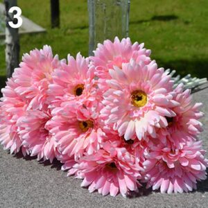 acamifashion real touch feel fake bouquet 1 pc artificial silk gerbera daisy flower wedding party bouquet home garden decor - pink