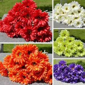 Acamifashion Real Touch Feel Fake Bouquet 1 Pc Artificial Silk Gerbera Daisy Flower Wedding Party Bouquet Home Garden Decor - Pink