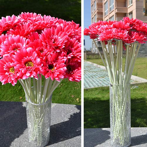 Acamifashion Real Touch Feel Fake Bouquet 1 Pc Artificial Silk Gerbera Daisy Flower Wedding Party Bouquet Home Garden Decor - Pink