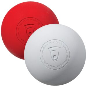 franklin sports lacrosse balls - official size lax balls for practice - red + white 2 pack - great for muscle massage therapy + yoga