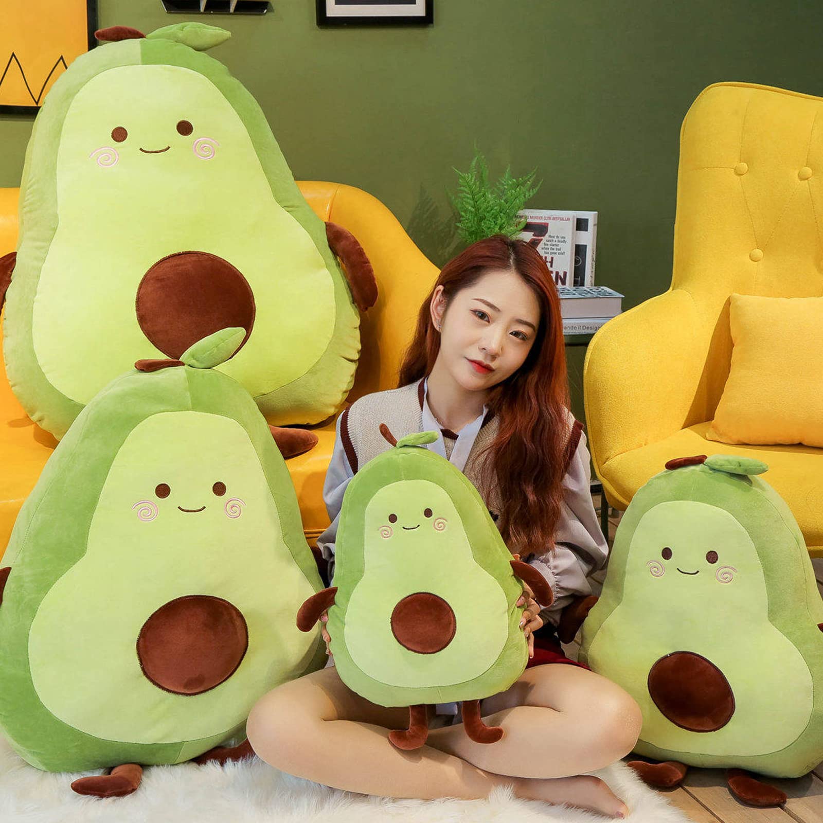 EHOTONG Avocado Plush Food Pillow Cute Funny Fruit Throw Pillows Stuffed Toy, 25.6"