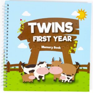 Great Newborn Twins by Unconditional Rosie | A Beautiful Baby Memory Book for Documenting their First Year | Gorgeous and Perfect Baby Twin Gifts - Cows Edition | Twins Baby Items that You'll Love