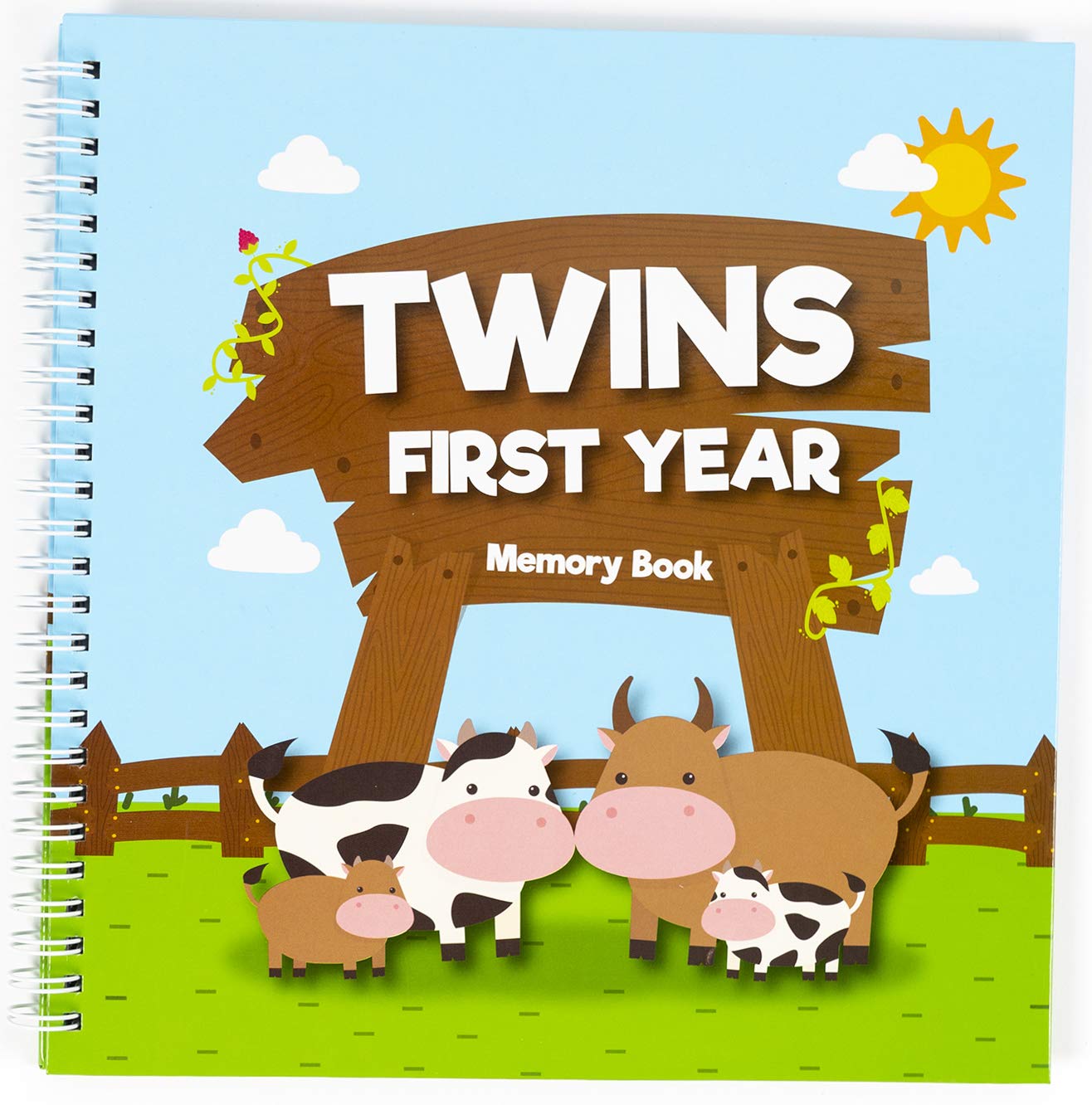 Great Newborn Twins by Unconditional Rosie | A Beautiful Baby Memory Book for Documenting their First Year | Gorgeous and Perfect Baby Twin Gifts - Cows Edition | Twins Baby Items that You'll Love