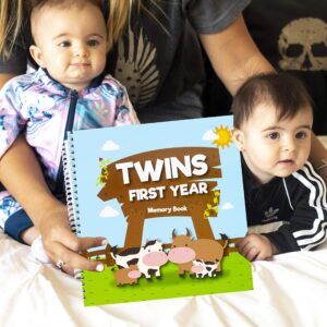 Great Newborn Twins by Unconditional Rosie | A Beautiful Baby Memory Book for Documenting their First Year | Gorgeous and Perfect Baby Twin Gifts - Cows Edition | Twins Baby Items that You'll Love