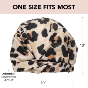 Kitsch Luxury Shower Cap for Women Waterproof - Reusable Shower Cap, Hair Cap for Shower, Waterproof Hair Shower Caps for Long Hair, Non-Slip Cute Shower Cap One Size, Chic Shower Bonnet - Leopard