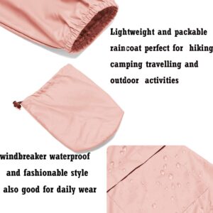 Avoogue Raincoat Women Lightweight Waterproof Fishing Rain Jackets Packable Outdoor Hooded Windbreaker (Pink XL)