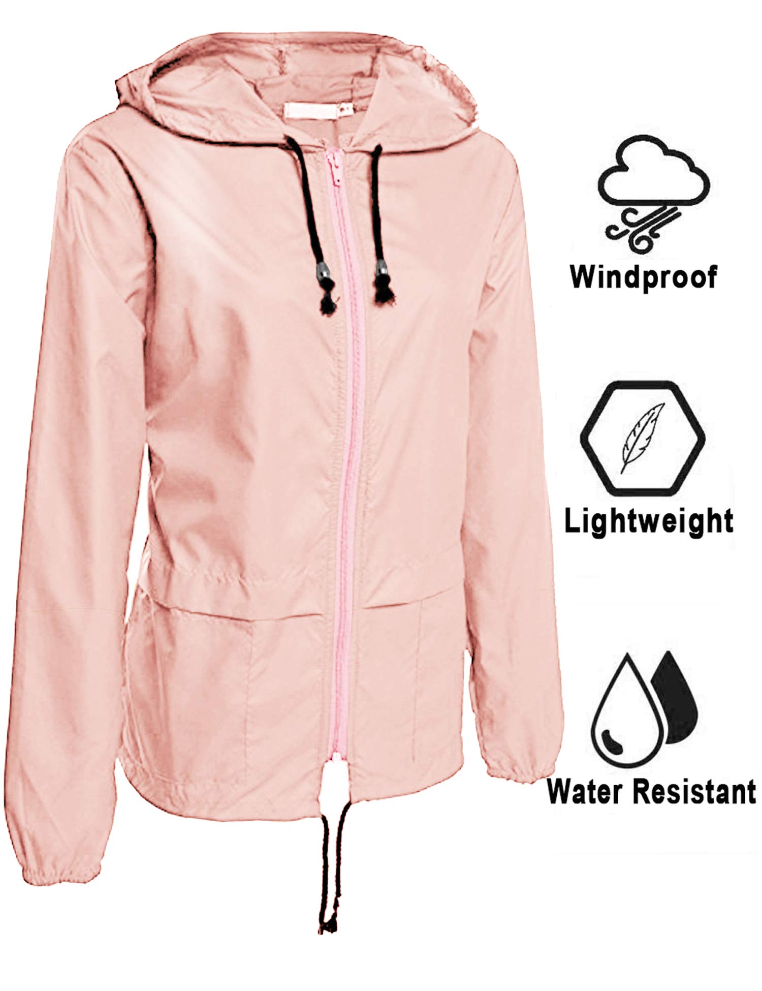 Avoogue Raincoat Women Lightweight Waterproof Fishing Rain Jackets Packable Outdoor Hooded Windbreaker (Pink XL)