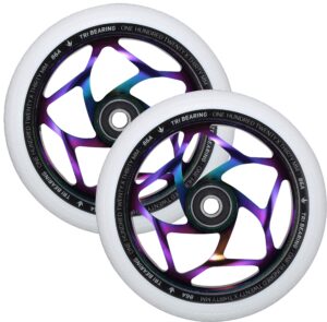 envy scooters 120mm/30mm tri bearing wheels pair - oil slick/white