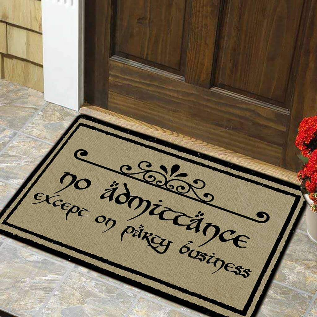 MWCOKF Funny Door Mat Non-Slip Back Rubber Entry Way Doormat Outside | No Admittance Except On Party Business | Standard Outdoor Welcome Mat | Patio Home Office Indoor | 23.6 inch by 15.7 inch