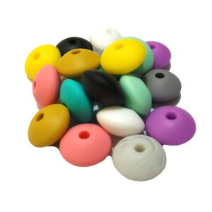 100pcs silicone abacus pearl beads accessory 12mm silicone pearl abacus beads flat shape mom care diy beaded necklace making