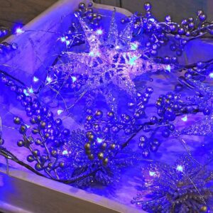 JosMega 2 Pack Solar Powered Fairy String Lights Outdoor Waterproof 8 Modes Twinkle Christmas Decorations Lights, Each 33ft-100LED, 40ft-120LED, 66ft-200LED, 80ft-240LED, (Blue, 33)