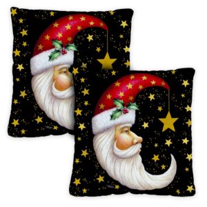 toland home garden santa moon 18 x 18 inch indoor, pillow, case (2-pack)