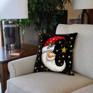 Toland Home Garden Santa Moon 18 x 18 Inch Indoor, Pillow, Case (2-Pack)