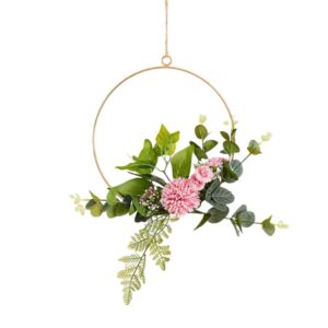 lioobo floral hoop wreath minimalist fashion nordic style artificial wreath hanging hemp rope decor for garden home lawn