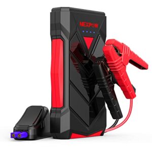 nexpow portable jump starter,12v car battery jump starter power pack with usb quick charge (up to 7l gas or 5.5l diesel engine) battery booster with built-in led light