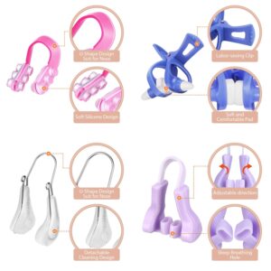 Frienda Nose Slimming Clips Set, 4 Pieces Silicone Nose Bridge Lifting Clips for Women (Purple, Pink, Blue, Transparent)