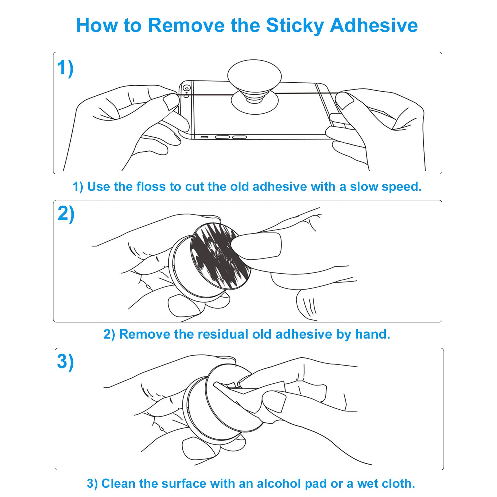 PKYAA 9 Pack Sticky Adhesive Compatible with Socket Base, Double-Sided Replacement Tape for Collapsible Grip & Stand Back - 9pcs 1.4 inches(35mm) Adhesive Tapes