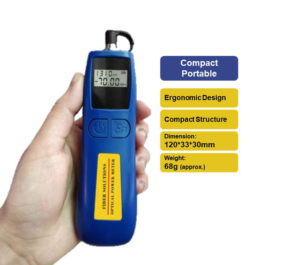 QIIRUN Optical Power Meter -70~+10 dBm Fiber Light Meter for Testing 6 Calibrated Wavelengths, 68g Light Weighted