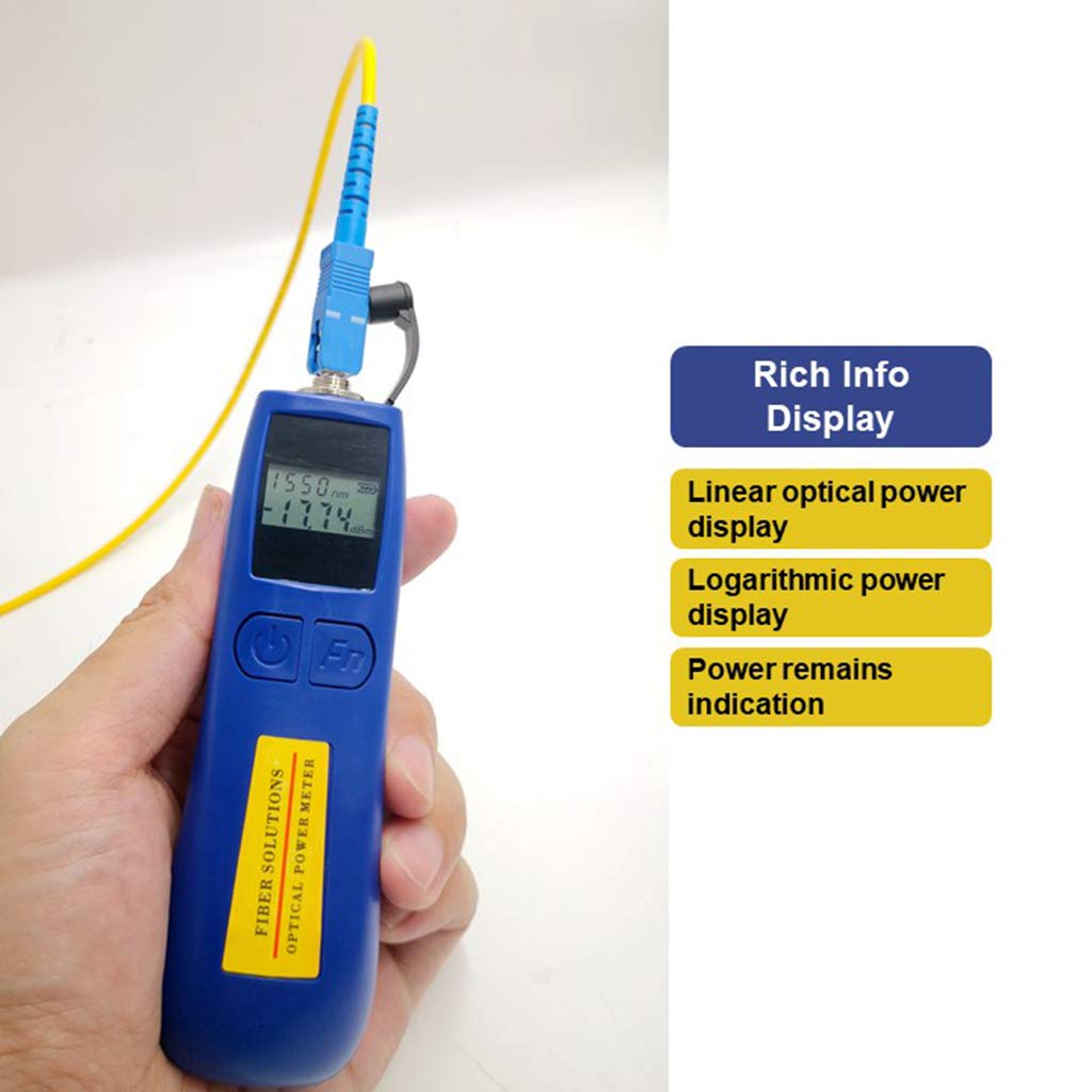 QIIRUN Optical Power Meter -70~+10 dBm Fiber Light Meter for Testing 6 Calibrated Wavelengths, 68g Light Weighted