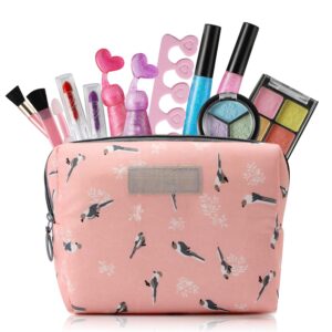 kids makeup kit for girls with cosmetic bag, washable makeup toys for girls 3 4 5 6 7 8 year old