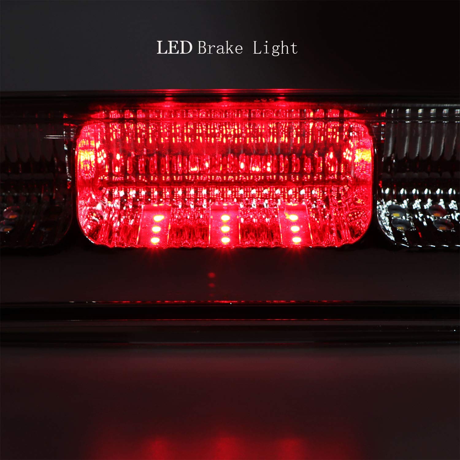 Replacement for Ford F-150 2004-2008 for Explorer Sport Trac 2007-2010 for Lincoln Mark LT 2006-2008 High Mount LED 3rd Tail Brake/Cargo Light (Black+Clear LEDs)