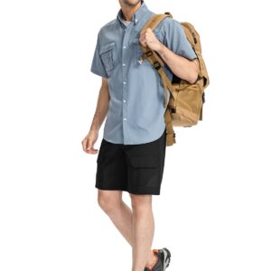 Jessie Kidden Mens Stretch Casual Lightweight Water Resistant Quick Dry Cargo Fishing Hiking Shorts (6018 Black 34)