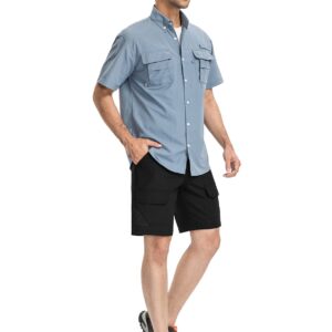 Jessie Kidden Mens Stretch Casual Lightweight Water Resistant Quick Dry Cargo Fishing Hiking Shorts (6018 Black 34)