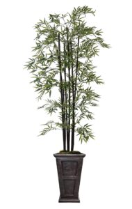 vintage home artificial faux real touch 81" tall bamboo tree with decorative black poles and fiberstone planter (vhx155203)