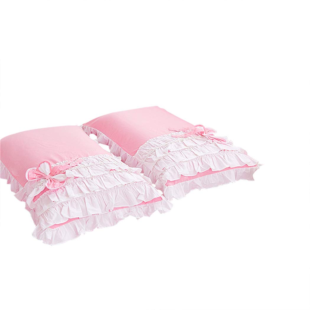 Lotus Karen Shaggy Chic Ruffle 3-Piece Duvet Cover Set- Soft Cotton Girls Bedding with Cute Bow-Knots-Sweet Pink Princess Bed Set Full Size(1Duvet Cover/2Pillowcases)