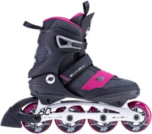 k2 alexis 80 alu womens inline skates - black/berry / 7.0