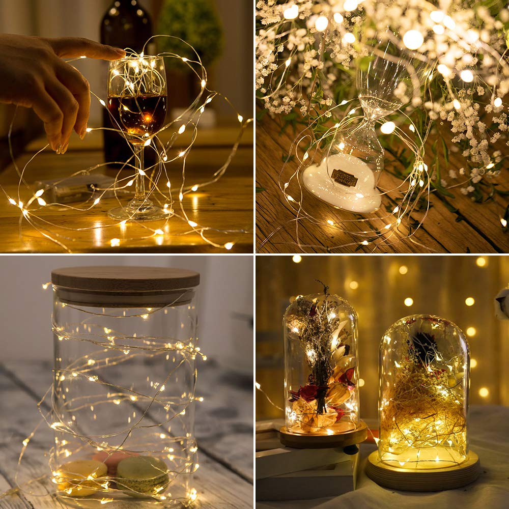 16 PCS Fairy String Lights Battery Operated,Starry String Lights,7.2ft 20 Led Firefly Lights for DIY,Christmas,Halloween,Wedding,Bedroom,Party Table Decorations(Warm White)