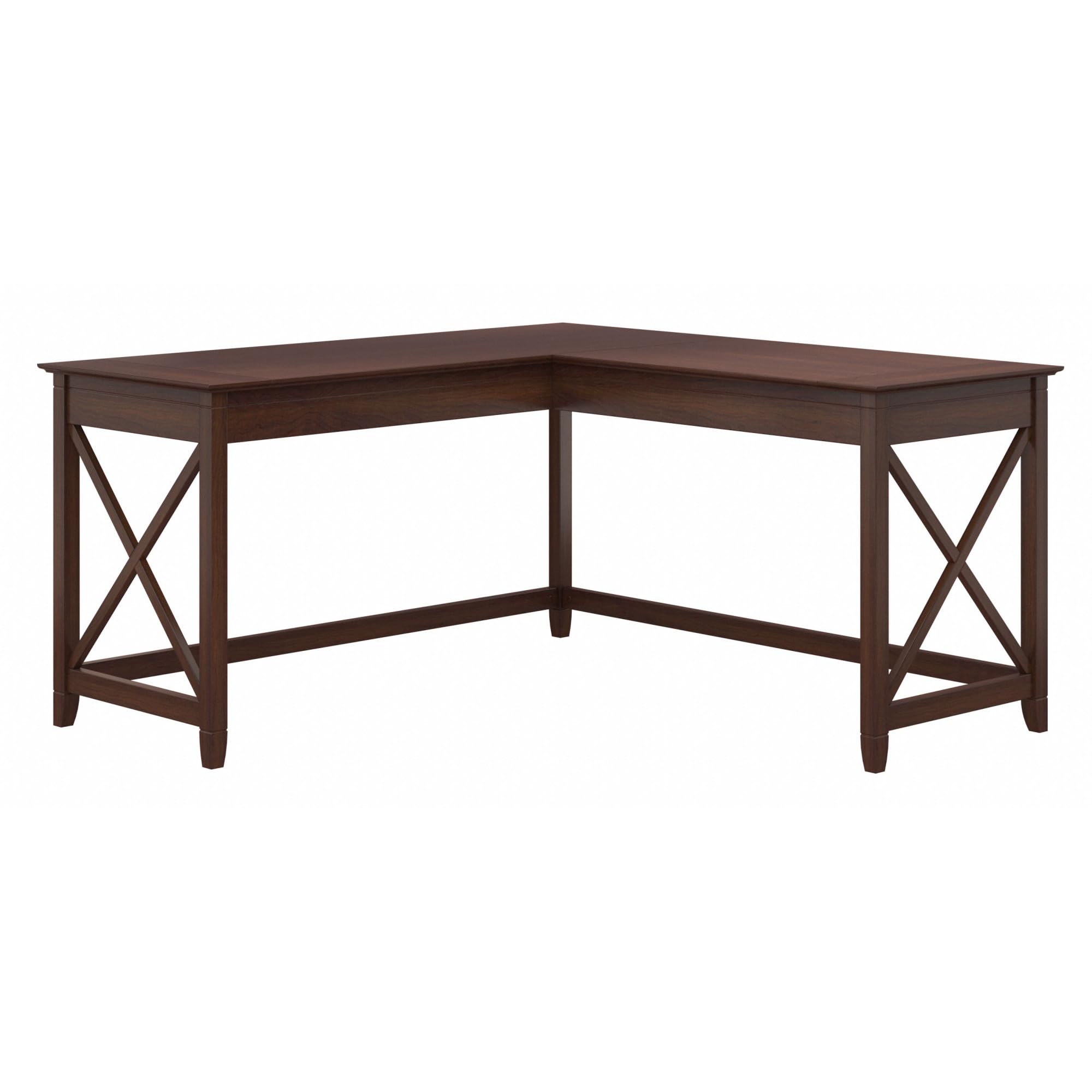 Bush Furniture Key West 60W Modern Farmhouse L Shaped Desk in Bing Cherry | 60-Inch Corner Table for Home Office