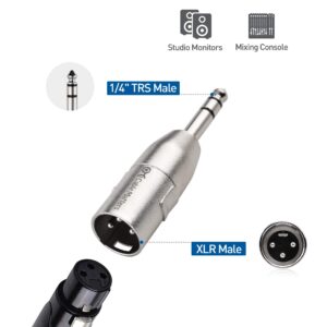 Cable Matters 2-Pack 6.35mm 1/4 Inch TRS to XLR Adapter, Male to Male XLR to 1/4 Adapter, 1/4 to XLR Connector