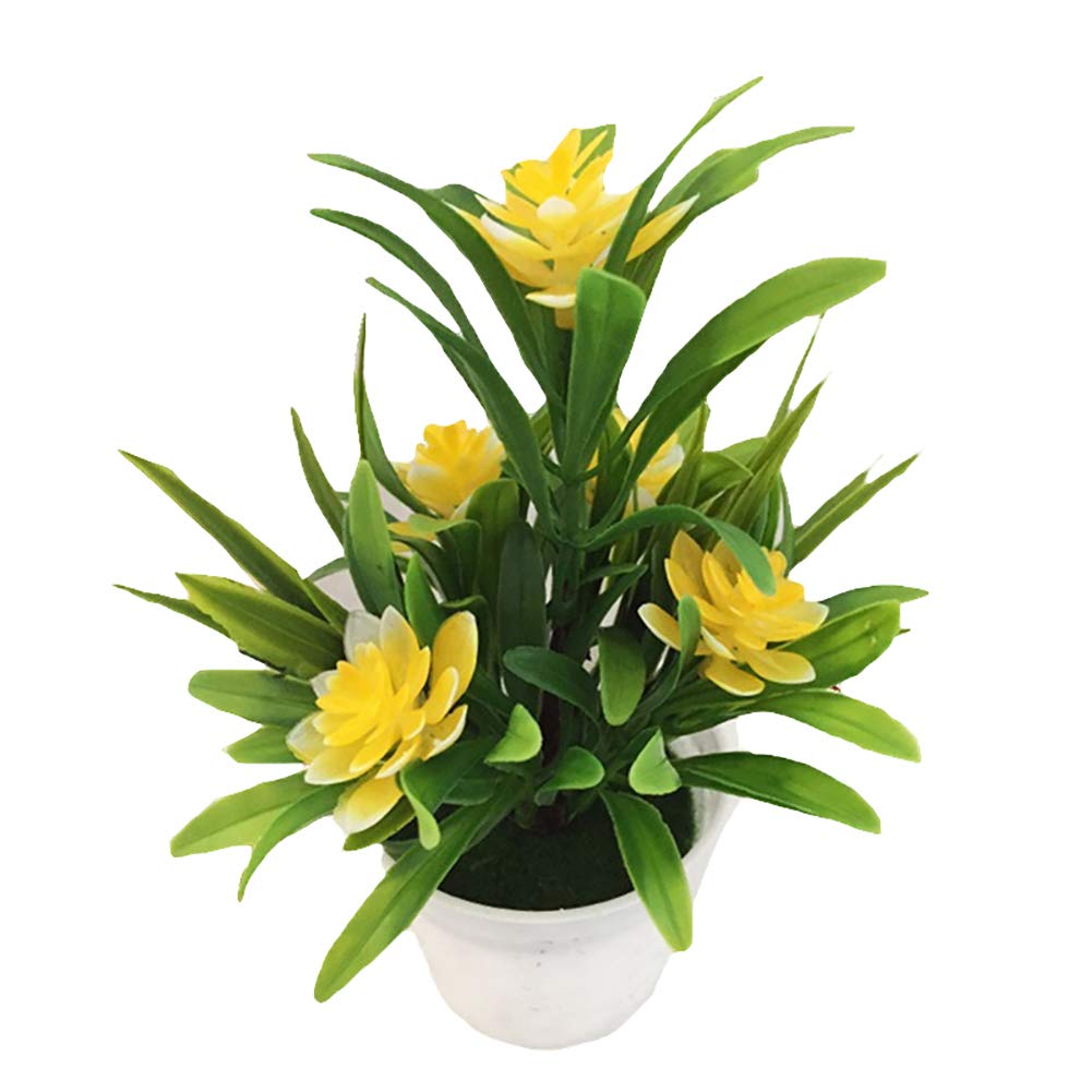 856store Artificial Flowers,Artificial Fake Lotus Flower Potted Plant Bonsai Wedding Party Garden Home Decor,Bridal Wedding Bouquet for Home Garden Party Wedding Decoration Yellow