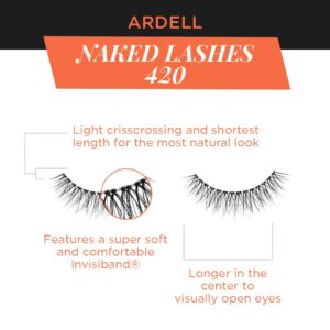 Ardell False Lashes, Naked Lashes 420 with Invisiband, 4 pairs