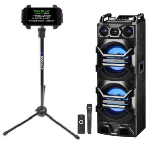 technical pro bluetooth karaoke machine system+wireless microphone+tablet stand