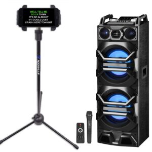 Technical Pro Bluetooth Karaoke Machine System+Wireless Microphone+Tablet Stand