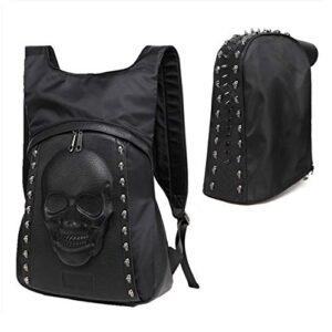 Personality 3D Skull Leather Backpack Rivets Skull Backpack with Hood Cap Apparel Bag Cross Bags