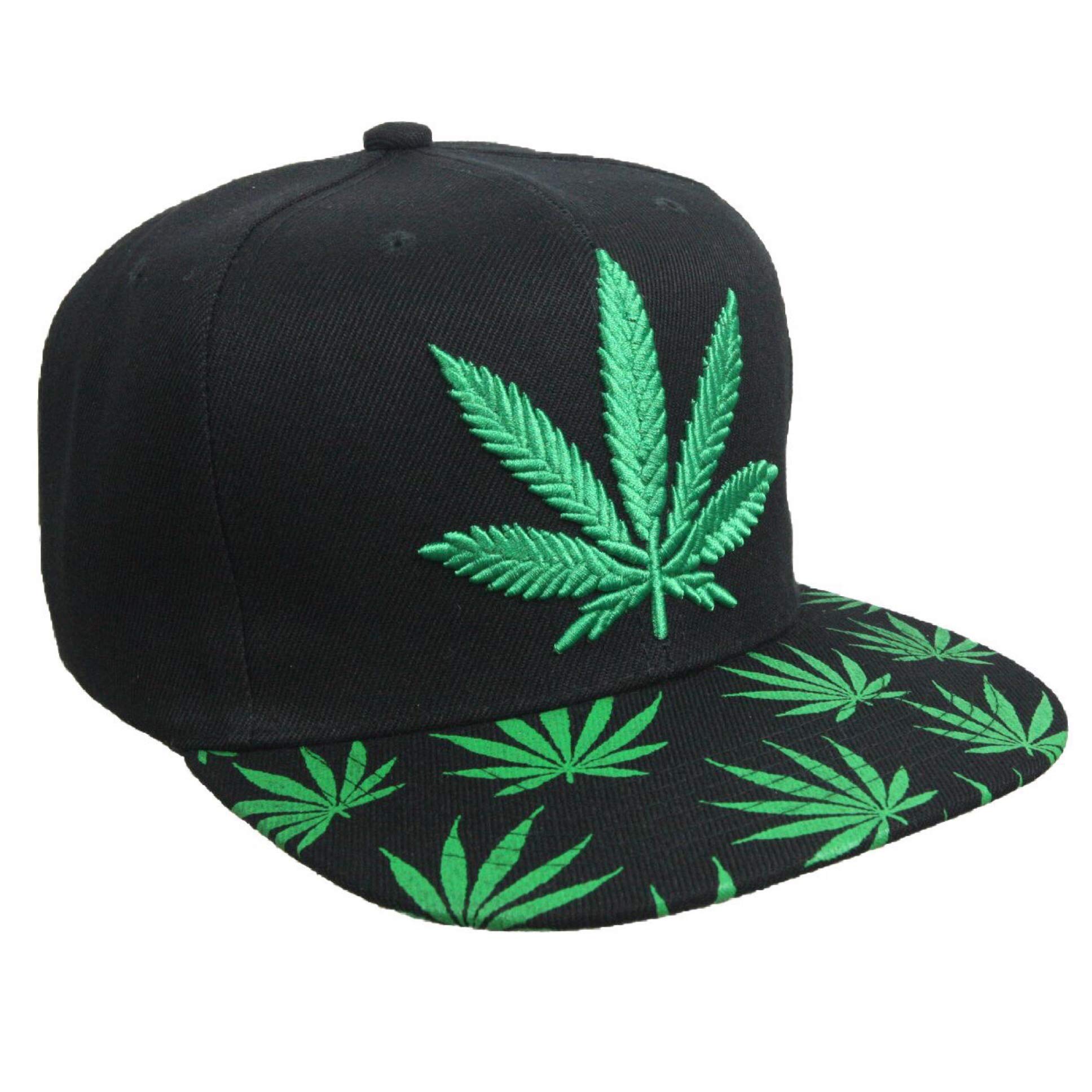 90210 Wholesale Weed Baseball Cap Marijuana Canabis Pot Fashion Hip Hop Caps Snapback Party Hat (Black/Green)