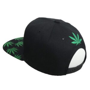 90210 Wholesale Weed Baseball Cap Marijuana Canabis Pot Fashion Hip Hop Caps Snapback Party Hat (Black/Green)