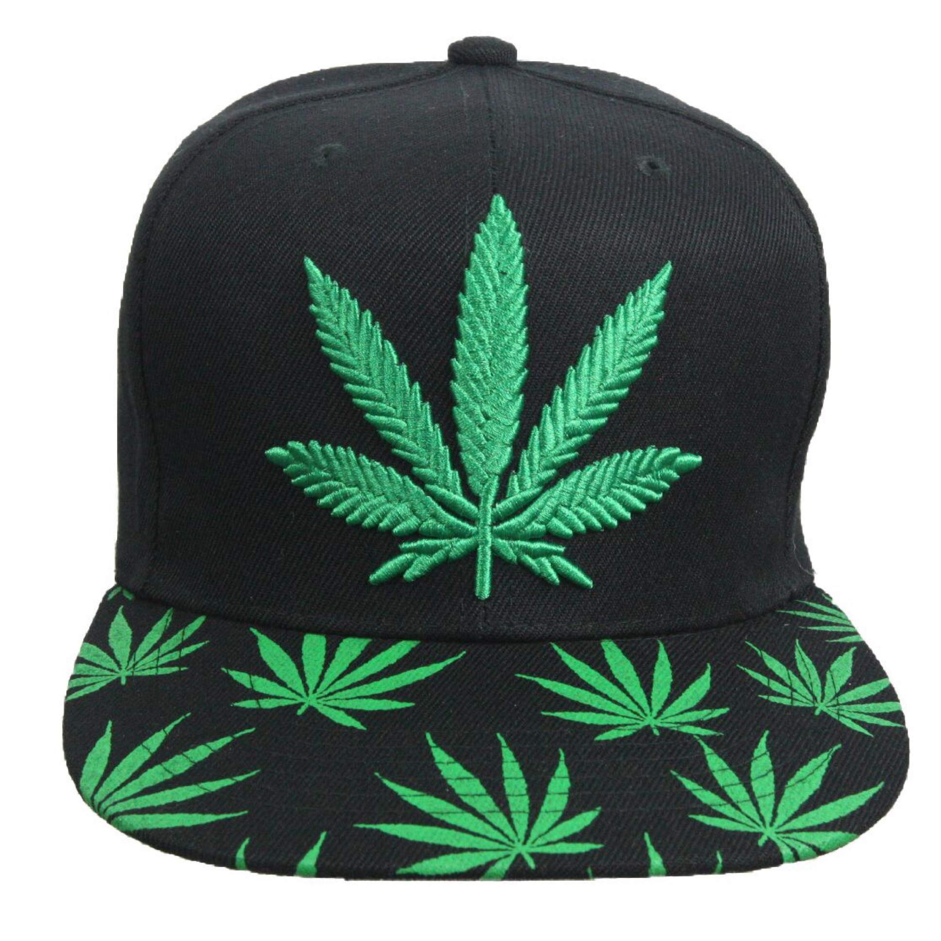 90210 Wholesale Weed Baseball Cap Marijuana Canabis Pot Fashion Hip Hop Caps Snapback Party Hat (Black/Green)