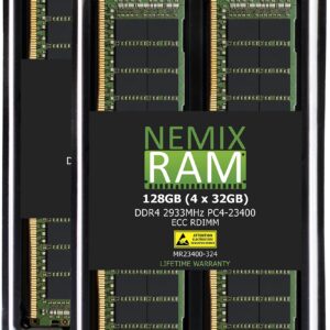 NEMIX RAM 128GB 4x32GB DDR4-2933 PC4-23400 2Rx4 ECC Registered Server Memory by NEMIX RAM