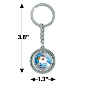 GRAPHICS & MORE Frosty the Snowman Snowing Keychain Spinning Round Chrome Plated Metal