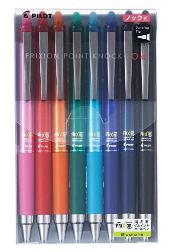 PILOT Frixion Point Knock 04 Ballpoint Pen, 8 Colors Set (LFPK-200S4-8C)