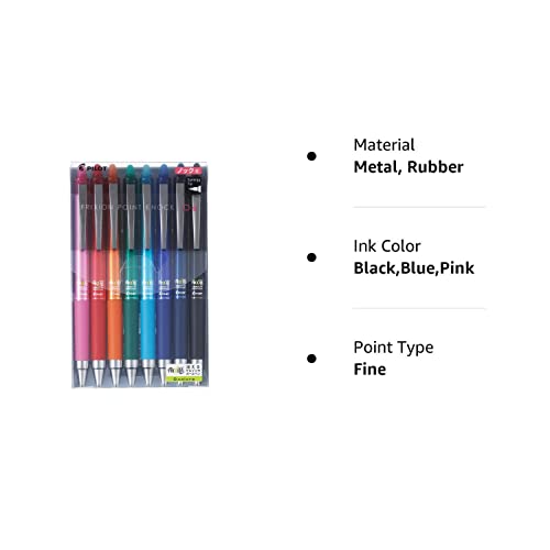 PILOT Frixion Point Knock 04 Ballpoint Pen, 8 Colors Set (LFPK-200S4-8C)