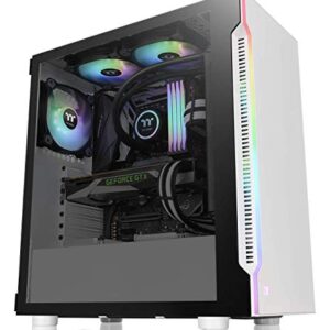 Thermaltake H200 Tempered Glass Snow Edition RGB Light Strip ATX Mid Tower Case with One 120mm Rear Fan Pre-Installed CA-1M3-00M6WN-03