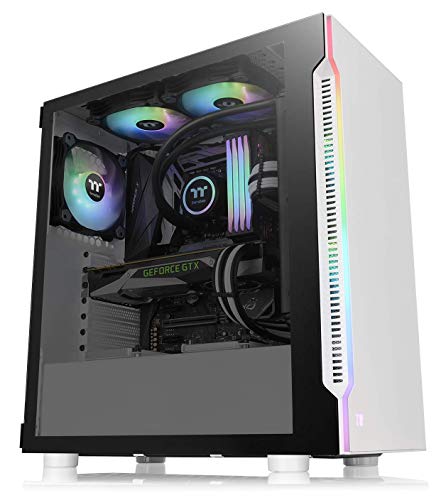 Thermaltake H200 Tempered Glass Snow Edition RGB Light Strip ATX Mid Tower Case with One 120mm Rear Fan Pre-Installed CA-1M3-00M6WN-03