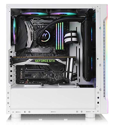 Thermaltake H200 Tempered Glass Snow Edition RGB Light Strip ATX Mid Tower Case with One 120mm Rear Fan Pre-Installed CA-1M3-00M6WN-03